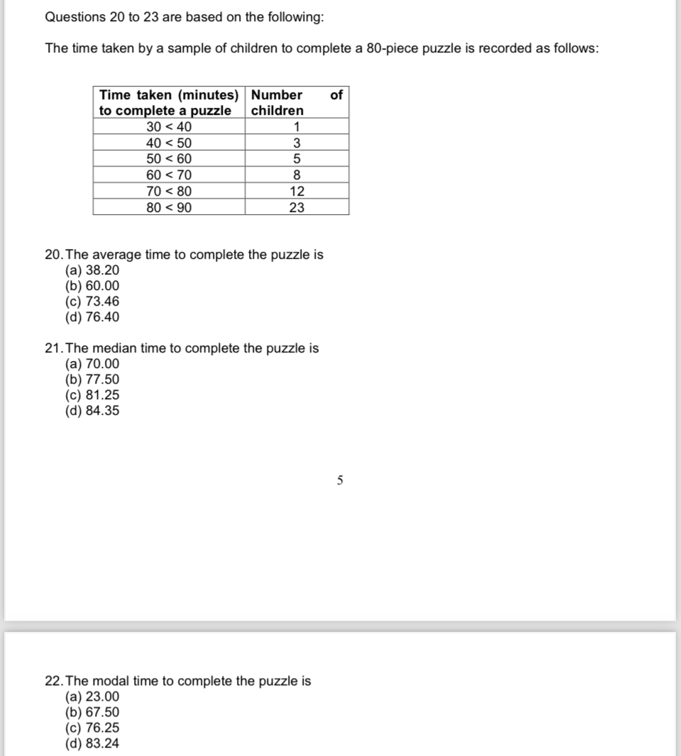 Solved Questions 20 ﻿to 23 ﻿are based on the following:The | Chegg.com
