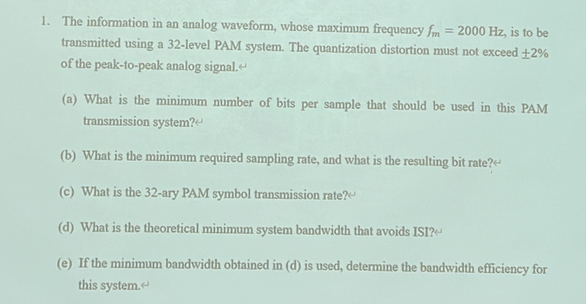 Solved The information in an analog waveform, whose maximum | Chegg.com