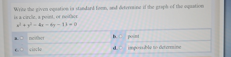 Solved Write the given equation in standard form, and | Chegg.com