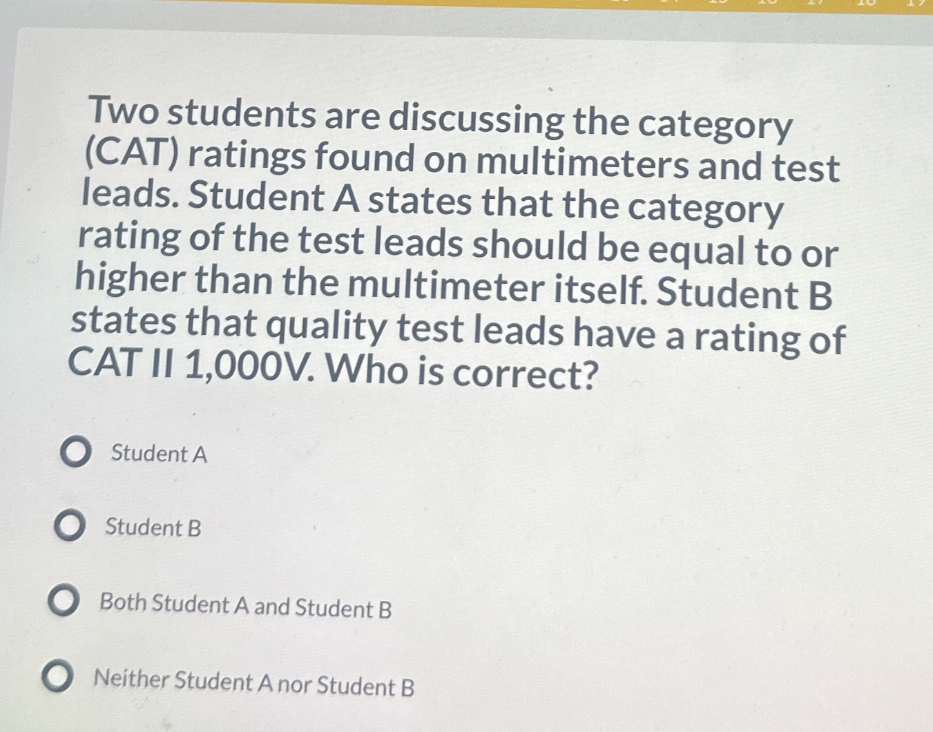 Solved Two students are discussing the category (CAT) | Chegg.com