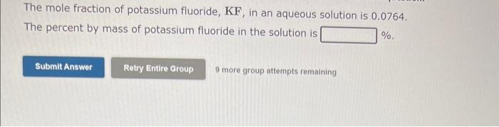 Solved The mole fraction of zinc fluoride, ZnF2, in an | Chegg.com