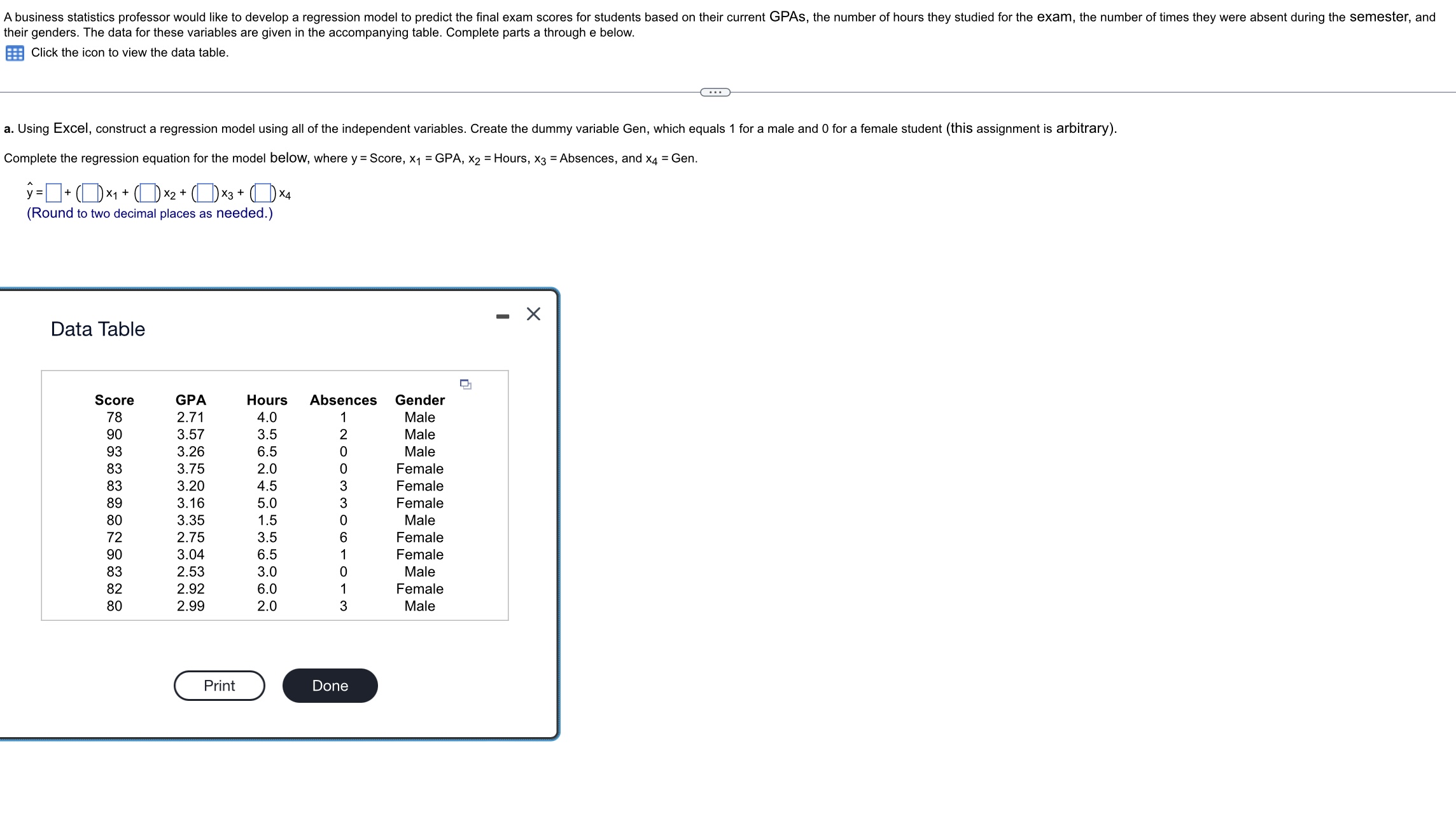 Solved their genders. The data for these variables are given | Chegg.com