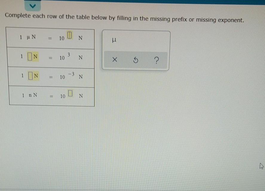 Solved Complete each row of the table below by filling in | Chegg.com