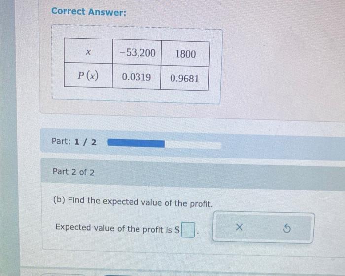 Solved Correct Answer: Part: 1/2 Part 2 of 2 (b) Find the | Chegg.com