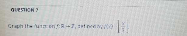Solved Question 7 Graph The Function F R → Z Defined By 