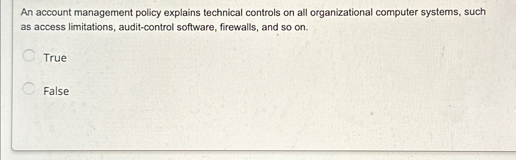 Solved An account management policy explains technical | Chegg.com