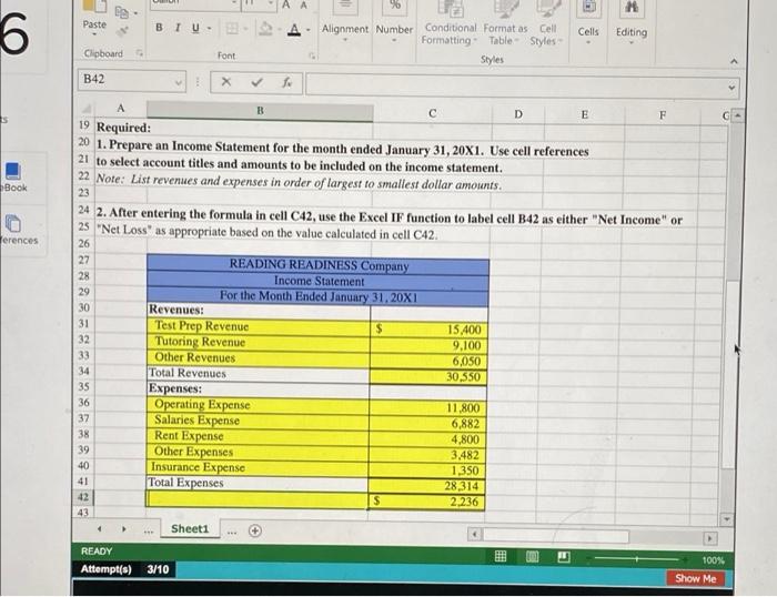 Solved 1. Prepare an income statement from a list of | Chegg.com