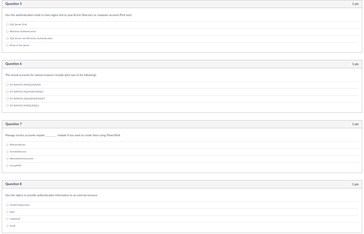 Solved Use this authentication mode to have logins tied to | Chegg.com