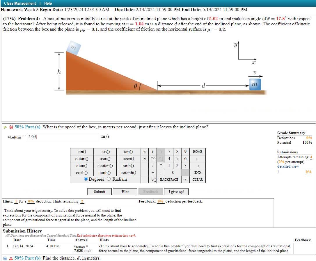 Solved A box of mass m ﻿is initially at rest at the peak of | Chegg.com