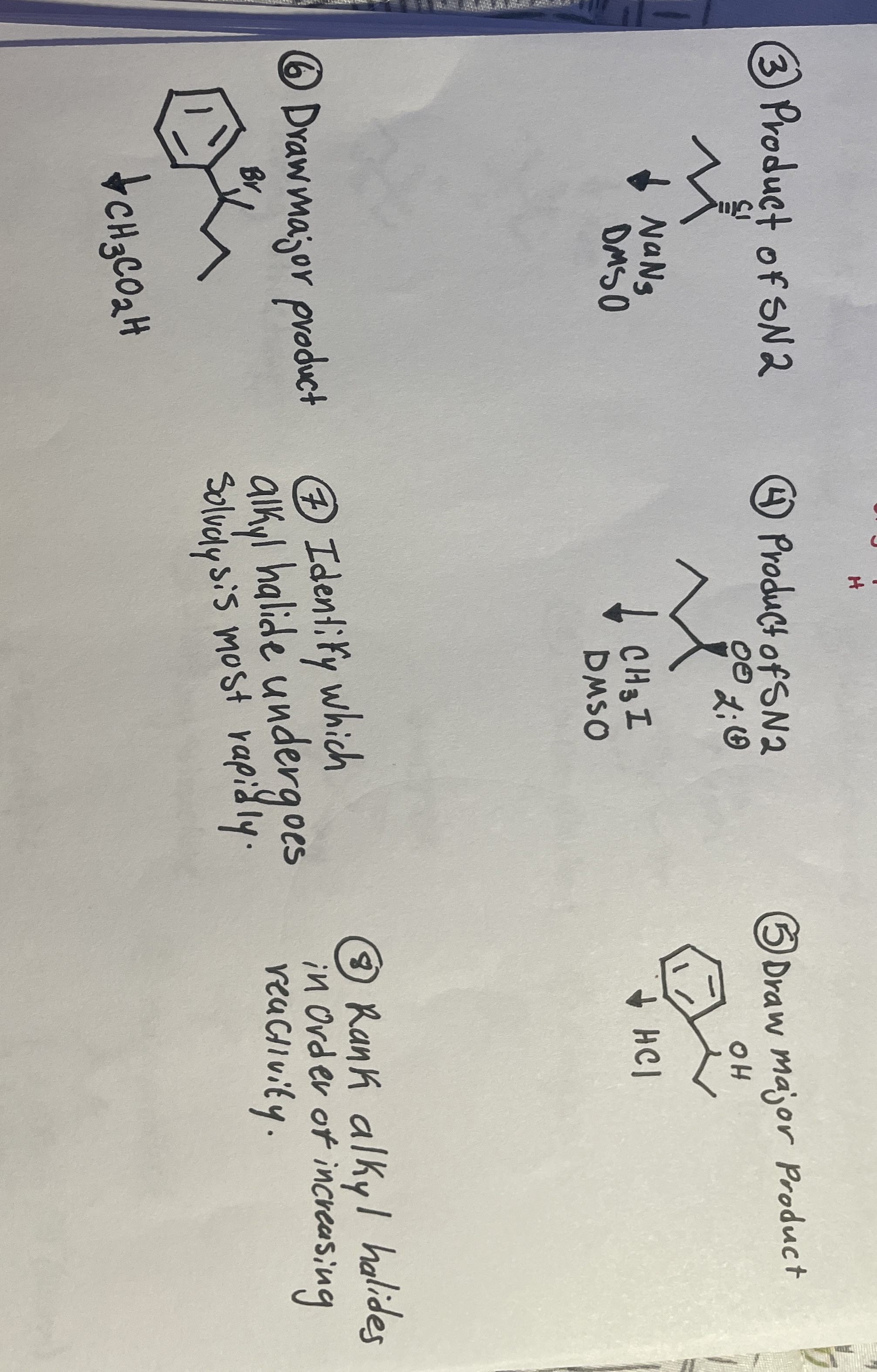 Solved (3) ﻿Product of SN2(4) ﻿Product of N2(5) ﻿Draw major | Chegg.com