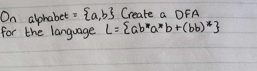 Solved On alphabet ={a,b} Create a DFA for the language | Chegg.com