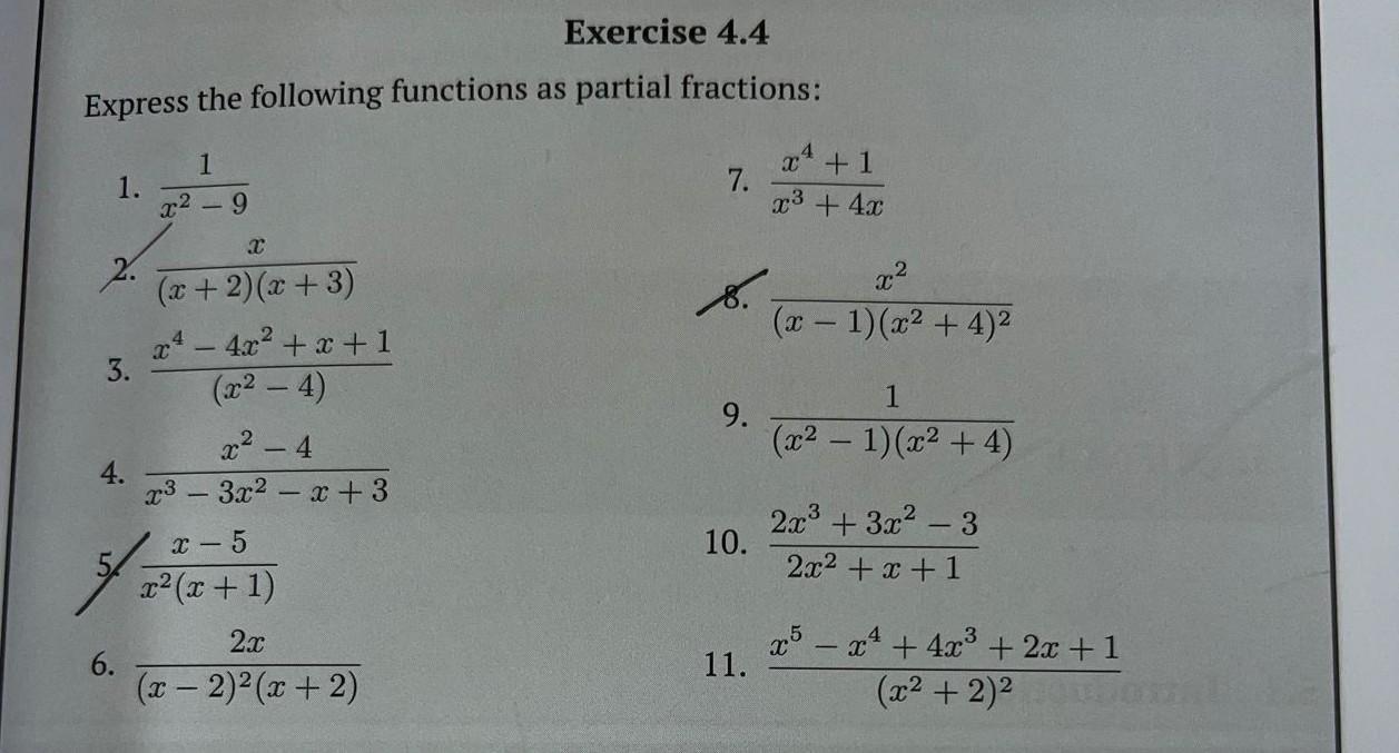 Solved Express the following functions as partial fractions: | Chegg.com