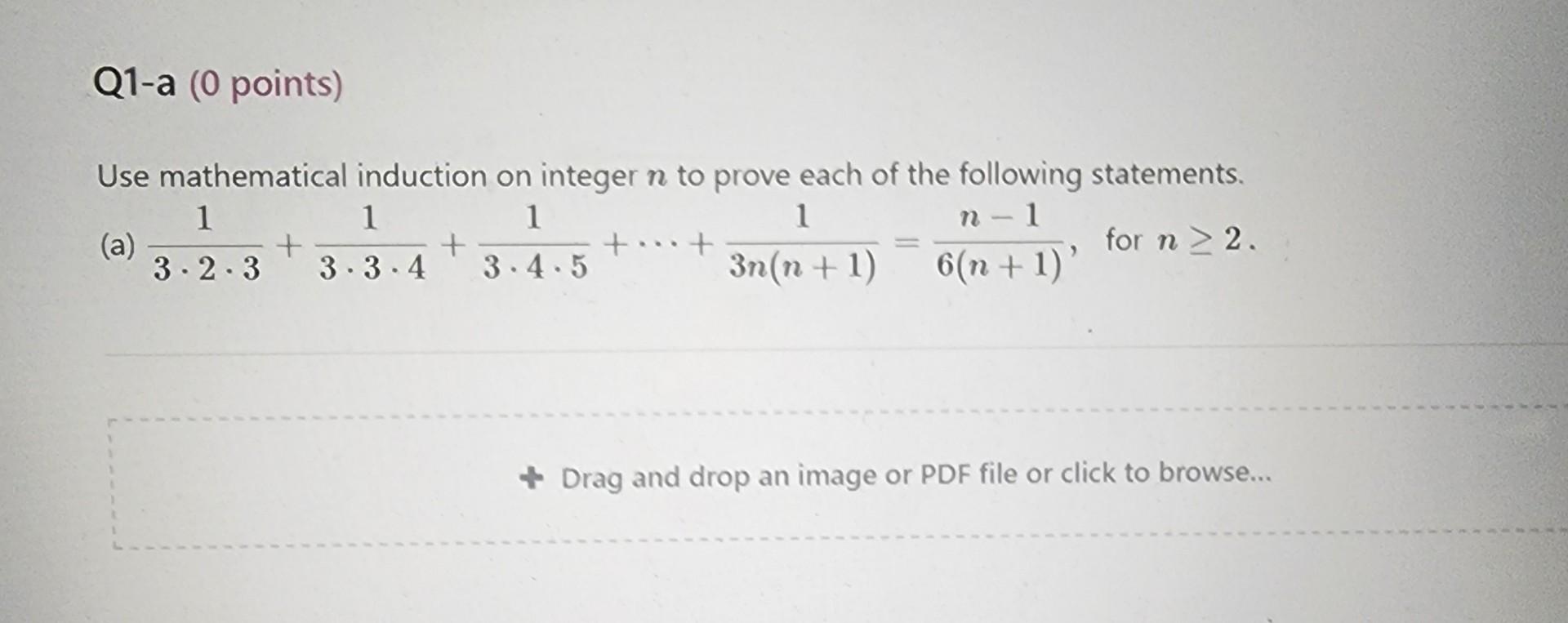 Solved (a) 3⋅2⋅31+3⋅3⋅41+3⋅4⋅51+⋯+3n(n+1)1=6(n+1)n−1, for | Chegg.com