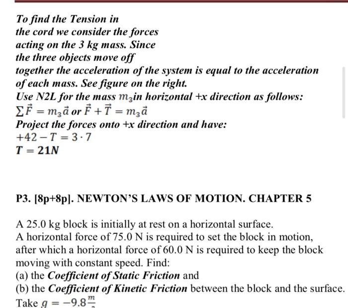 Solved To find the Tension in the cord we consider the | Chegg.com
