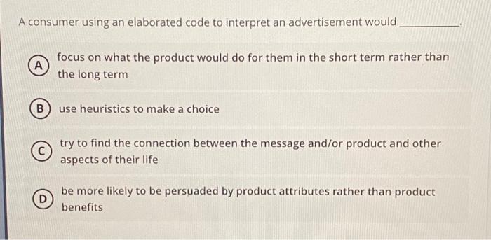 A consumer using an elaborated code to interpret an | Chegg.com