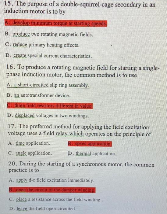 Solved 15. The purpose of a double-squirrel-cage secondary | Chegg.com