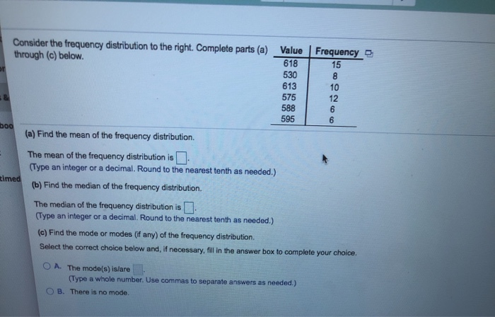 Solved Consider the frequency distribution to the right. | Chegg.com