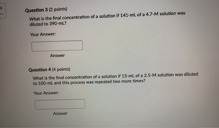 Solved Question 3 (2 points) What is the final concentration | Chegg.com