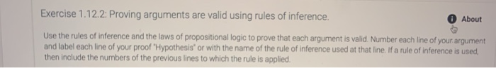 Solved About Exercise 1.12.2: Proving arguments are valid | Chegg.com