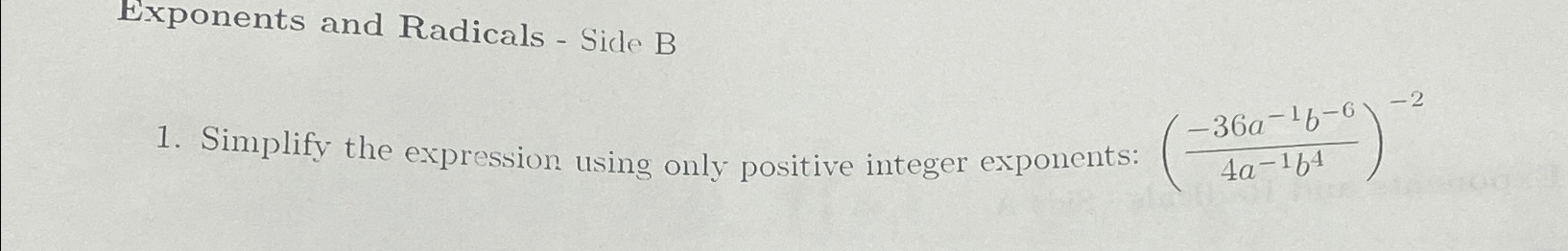 Solved Exponents and Radicals - ﻿Side BSimplify the | Chegg.com
