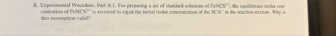 Solved Experimental Procedure, Part A.1. ﻿For pecparing a | Chegg.com