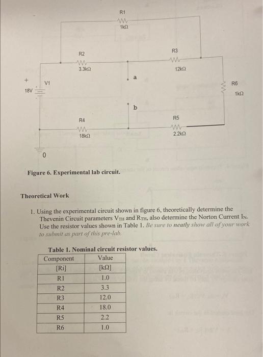 Solved Figure 6. Experimental lab circuit. Theoretical Work | Chegg.com