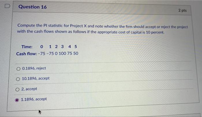 Solved Question 16 2 pts Compute the PI statistic for | Chegg.com