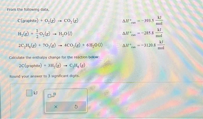 Solved From the following data, C( graphite )+O2( g)→CO2( | Chegg.com