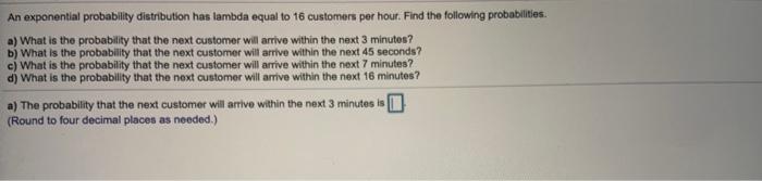 Solved An exponential probability distribution has lambda | Chegg.com