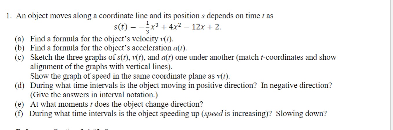 Solved An object moves along a coordinate line and its | Chegg.com
