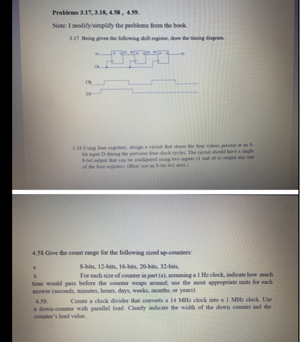 Solved Problems 3.17, 3.18, 4.58, 4.59. Note: I | Chegg.com