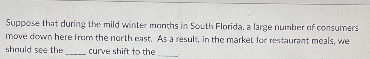 Solved Suppose that during the mild winter months in South | Chegg.com