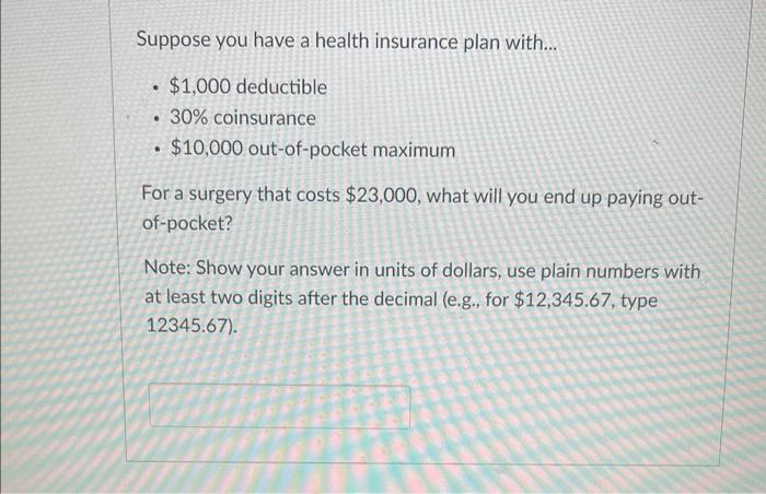 Solved Suppose you have a health insurance plan with... - | Chegg.com