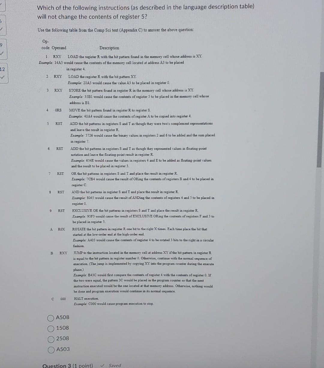 Solved Which of the following instructions (as described in | Chegg.com