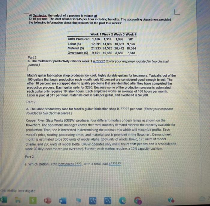 Solved At Symtecks, the output of a process is valued at | Chegg.com