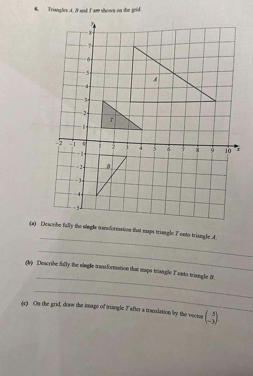 Solved Triangles A,B ﻿and T ﻿are shown on the grid.(a) | Chegg.com