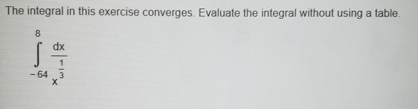 Solved The integral in this exercise converges. Evaluate the | Chegg.com
