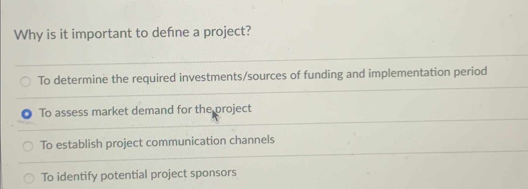 Solved Why is it important to define a project?To determine | Chegg.com