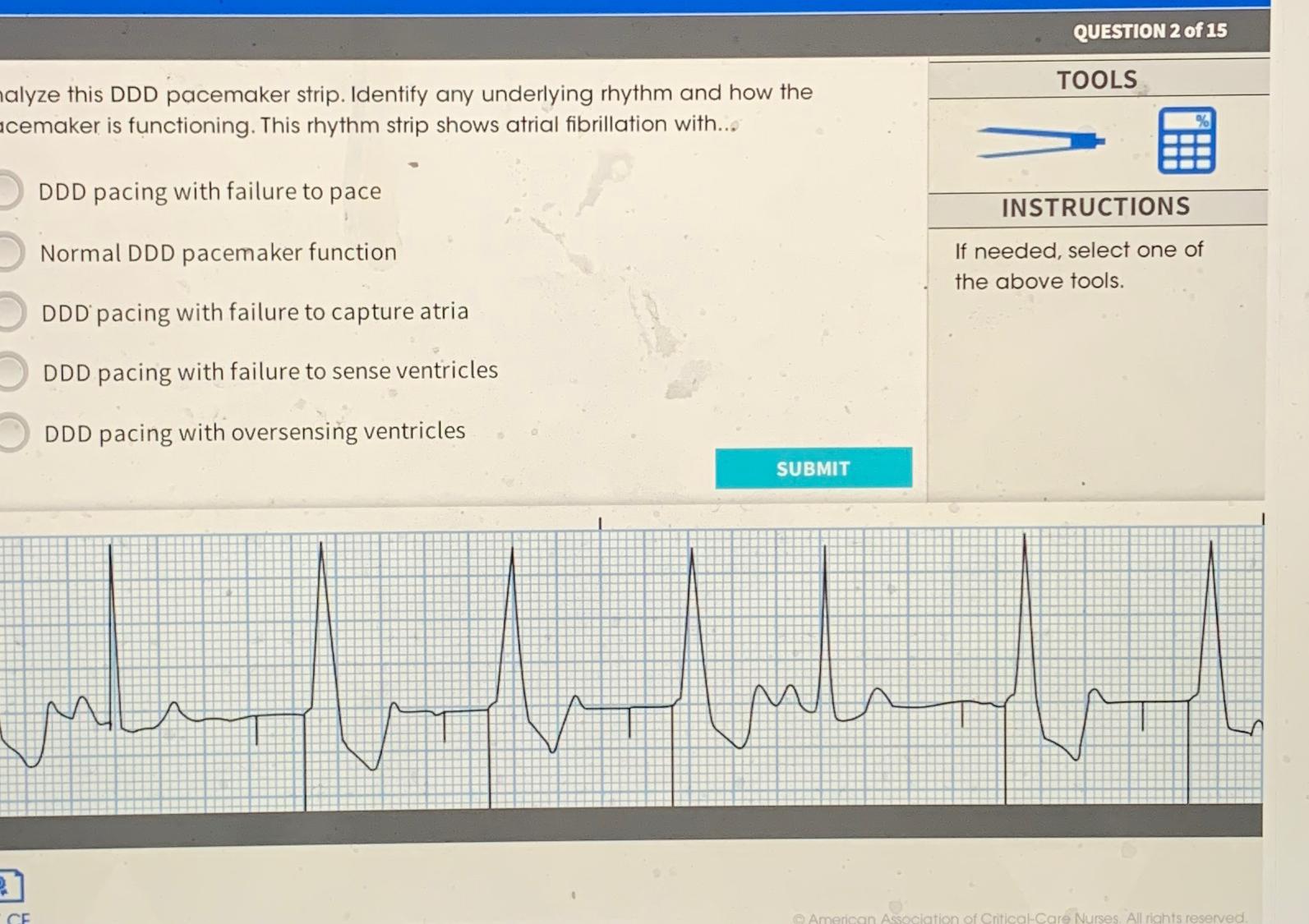 QUESTION 2 ﻿of 15alyze this DDD pacemaker strip. | Chegg.com