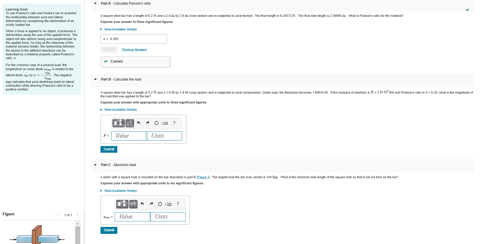 Solved Learning Goal:To use Poisson's ratio and Hooke's law | Chegg.com