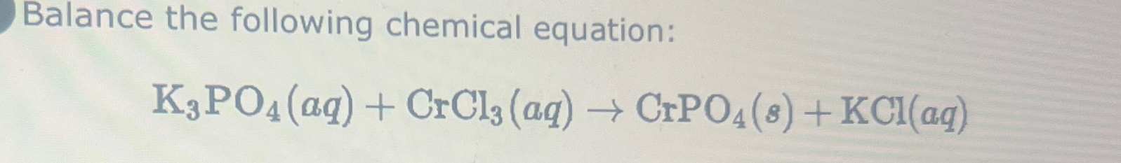 Solved Balance the following chemical | Chegg.com