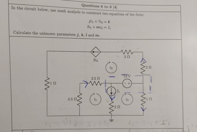 Solved Questions 6 ﻿to 9 [4]In the circuit below, use mesh | Chegg.com