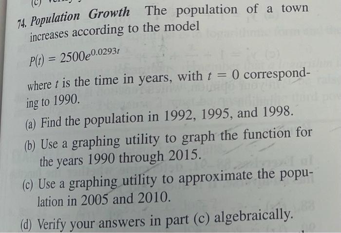 Solved 14. Population Growth The population of a town | Chegg.com