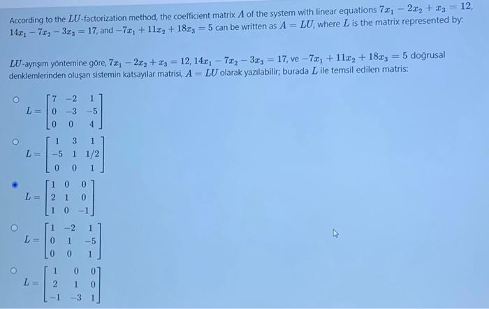 Solved According to the LU-factorization method, the | Chegg.com