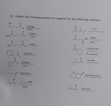 Solved Predict the missing products or reagents for the | Chegg.com