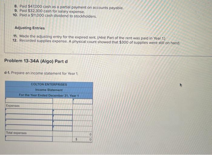 Solved Problem 13-34A (Algo) Two complete accounting cycles | Chegg.com