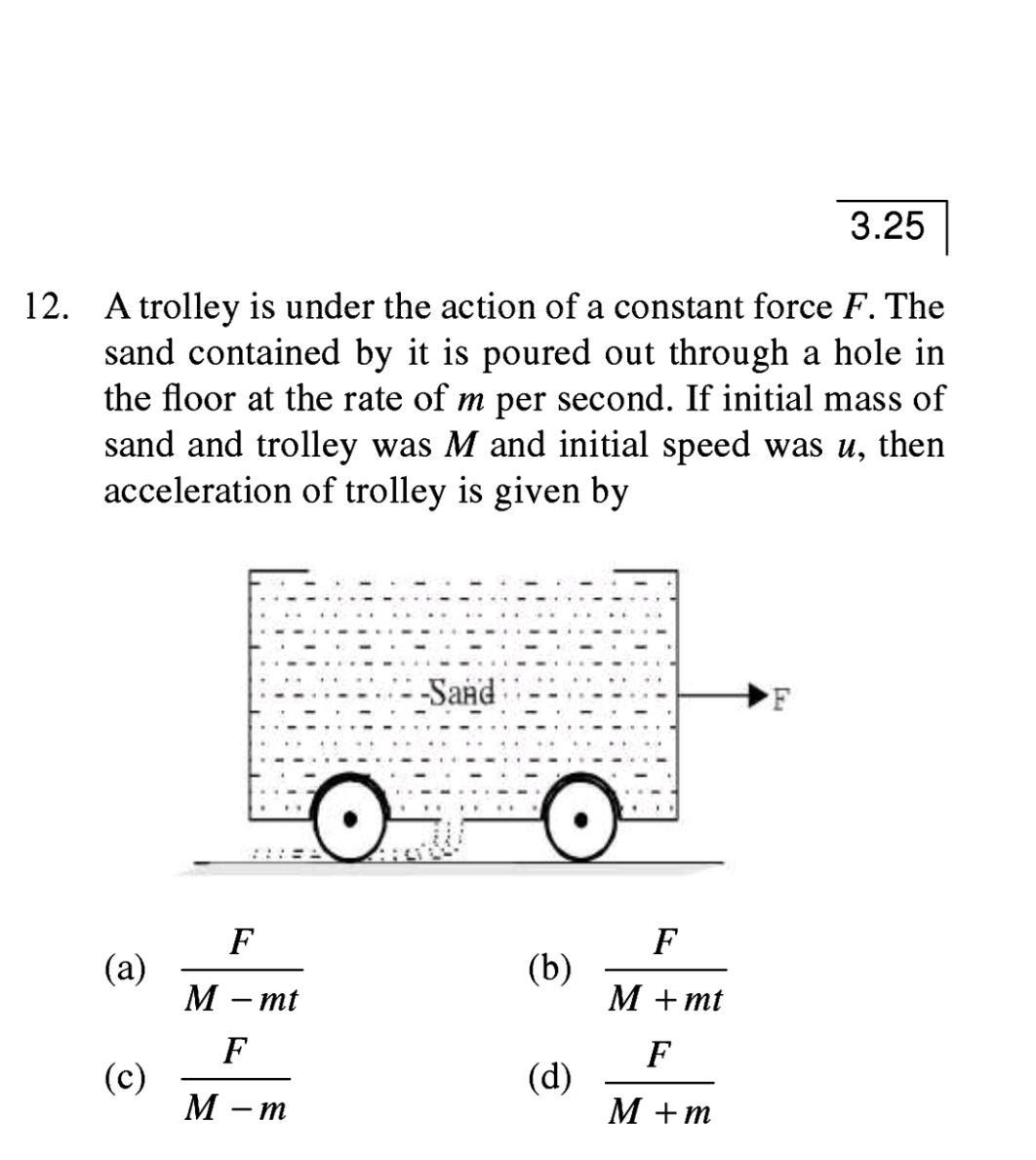 Solved 3.25\\n12. A trolley is under the action of a | Chegg.com