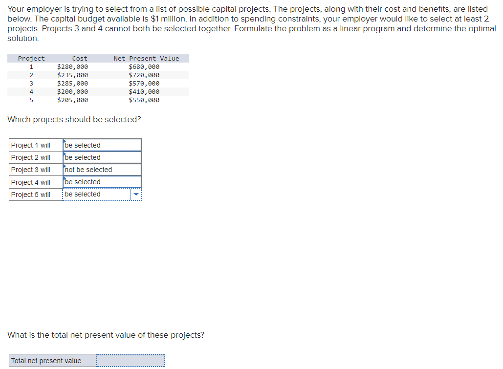 Solved Your employer is trying to select from a list of | Chegg.com