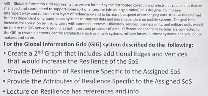 GIG : Global Information Grid represents the system | Chegg.com