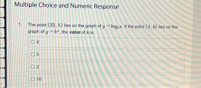 Solved Multiple Choice and Numeric Response 1. The point | Chegg.com